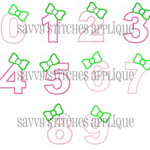 Numbers With a Bow Machine Embroidery Applique Design - Etsy