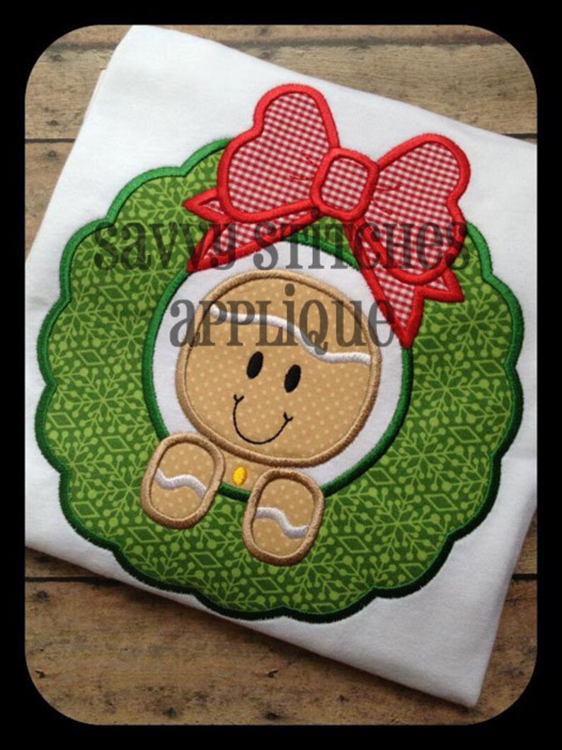 Gingerbread Wreath Machine Embroidery Applique Design - Etsy