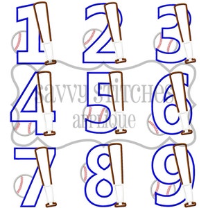 Baseball Number Machine Embroidery Applique Design - Etsy