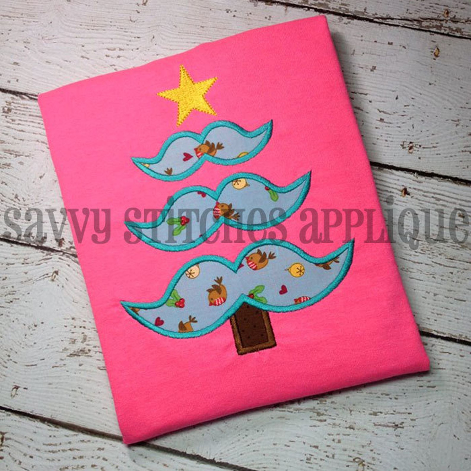 Mustache Christmas Tree Embroidery Applique Design - Etsy