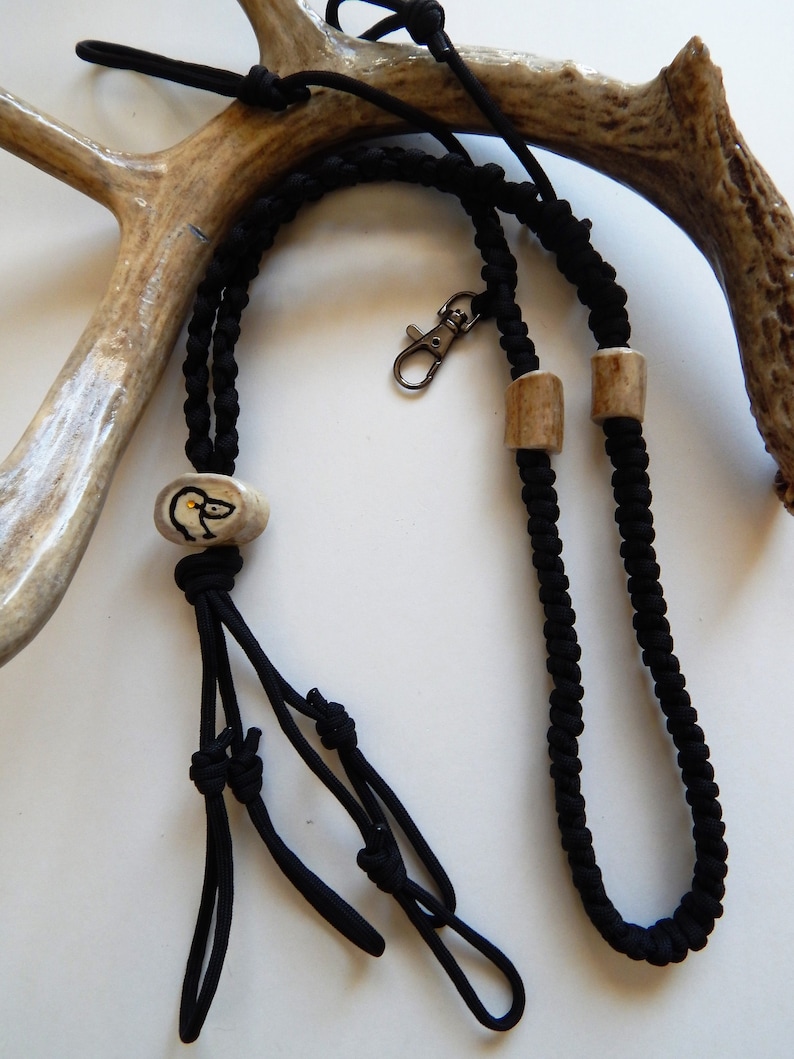 Duck Call Hunting Lanyard: Hand Carved Deer Antler Accent, 6 Call Loops ...