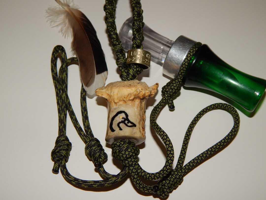 Hand Carved Antler Hunting Lanyard, Duck Head on Antler, Duck Call ...