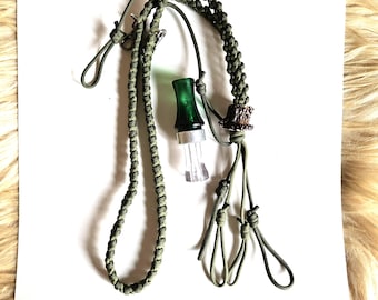 Duck Call Hunting Lanyard: Hand Carved Deer Antler Accent, 6 Call Loops ...