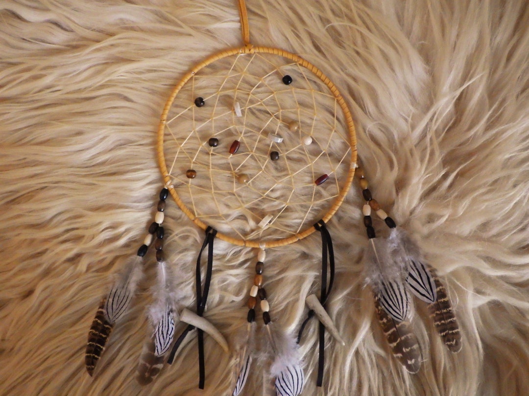 Authentic Ojibwe Dreamcatcher, Deer Antler, Feather Accents, Horn ...