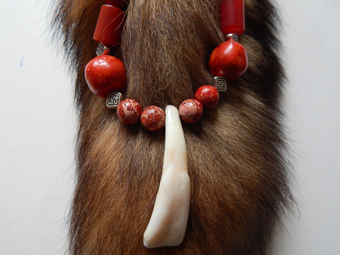 Buffalo Tooth Antler Necklace, Native American Necklace, Native ...
