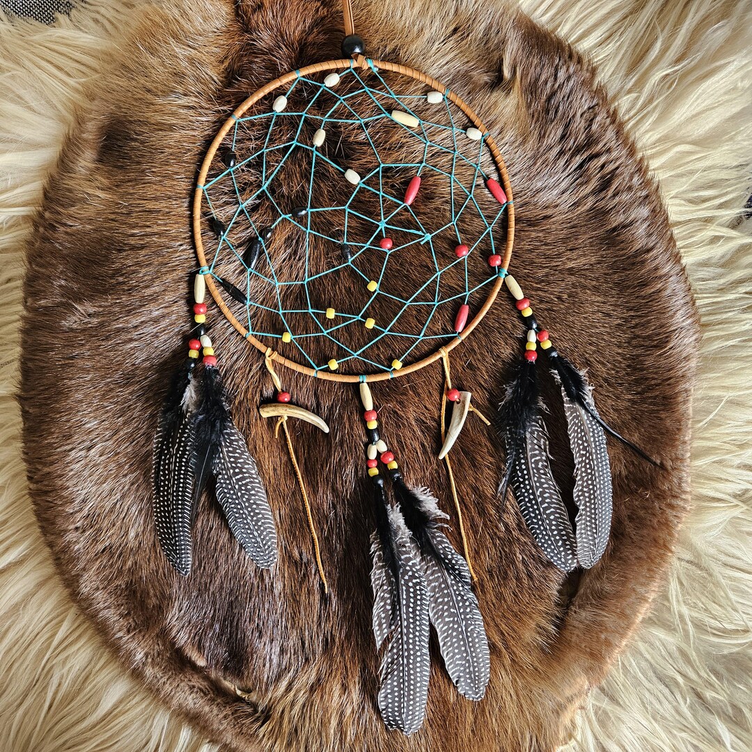 Ojibwe Medicine Wheel Antler Dreamcatcher, Feather Accents, Native Made ...