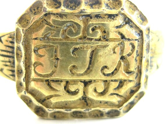 Rare Old 14th Century 18k Solid Yellow Gold Mens Sign… - Gem