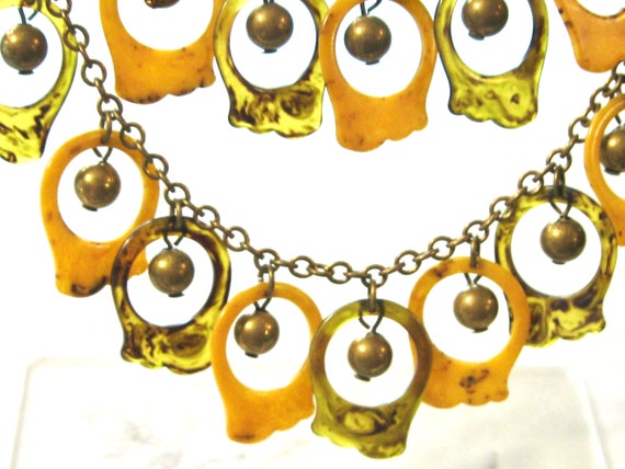 Vintage Bakelite Festoon Bid Necklace with Two Colors… - Gem
