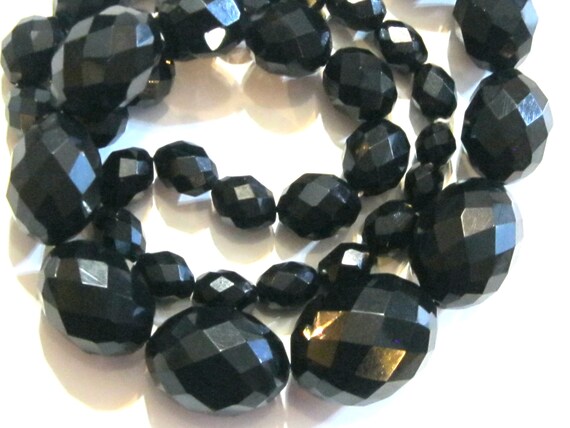 Antique Jet Faceted Black Bead Necklace, Whitby Jet N… - Gem