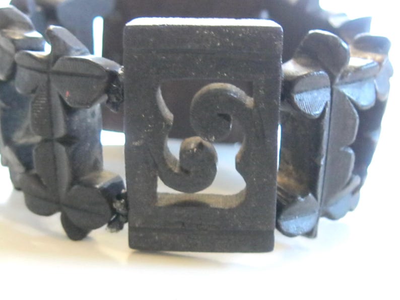 Antique Bog Oak Bracelet, Sterling Silver LGF Monogram, Shamrock Clover ...