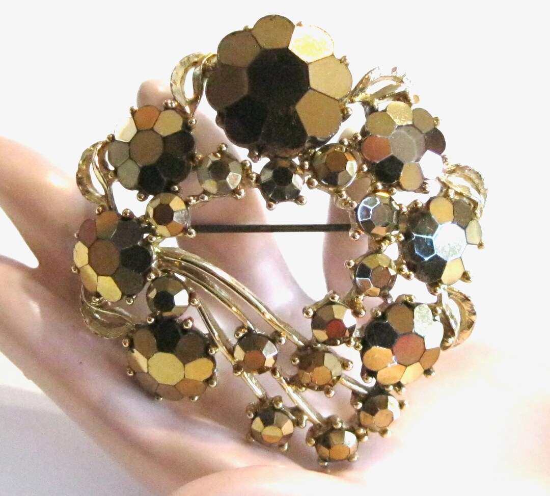 Weiss Brooch, Vintage Weiss Brooch, Vintage Pin Brooch, Golden Aurum ...