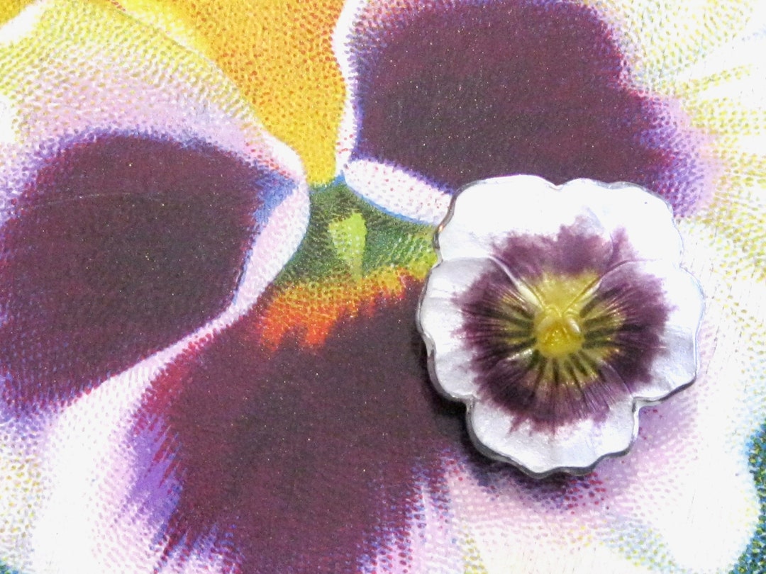 Enameled Sterling Silver Pansy Pin Brooch, Edwardian Pansy, Antique ...