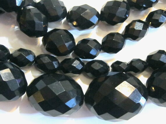 Antique Jet Faceted Black Bead Necklace, Whitby Jet N… - Gem