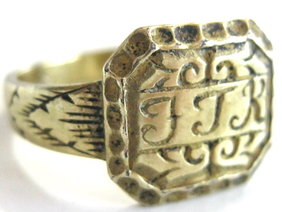 Rare Old 14th Century 18k Solid Yellow Gold Mens Sign… - Gem