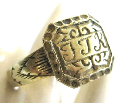 Rare Old 14th Century 18k Solid Yellow Gold Mens Sign… - Gem