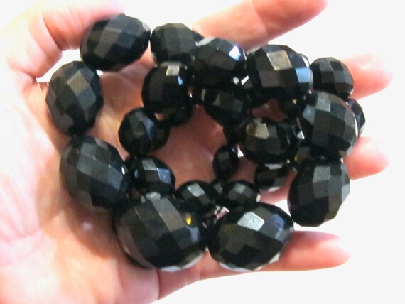 Antique Jet Faceted Black Bead Necklace, Whitby Jet N… - Gem