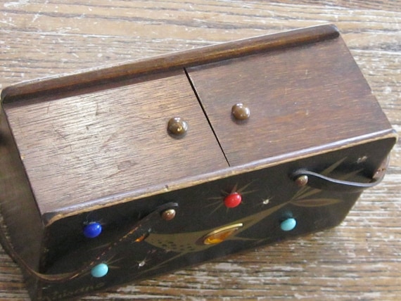 Rare Form Early Enid Collins Wooden Box Bag Purse w S… - Gem