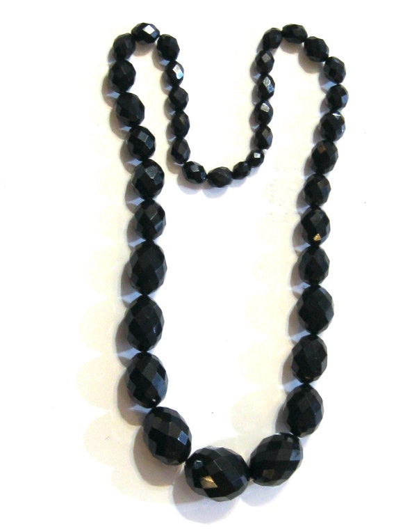 Antique Jet Faceted Black Bead Necklace, Whitby Jet N… - Gem