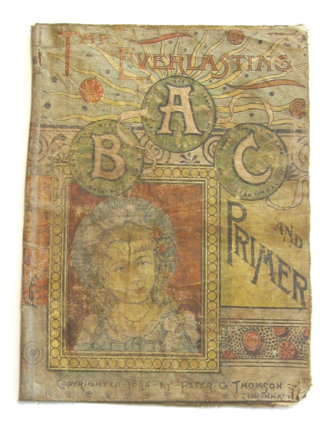Antique Victorian Linen Book, the Everlasting ABC and Primer, 1885 ...