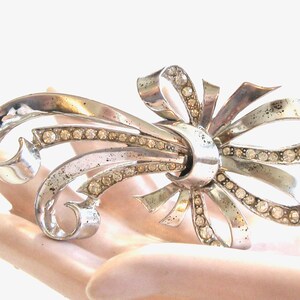Elegant Retro 1940's Sterling Silver Bow Brooch Pin by Boucher ...