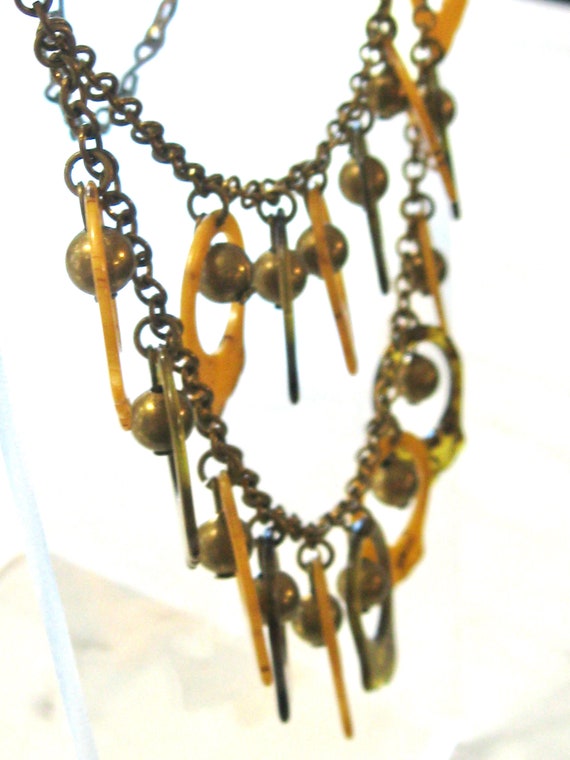 Vintage Bakelite Festoon Bid Necklace with Two Colors… - Gem