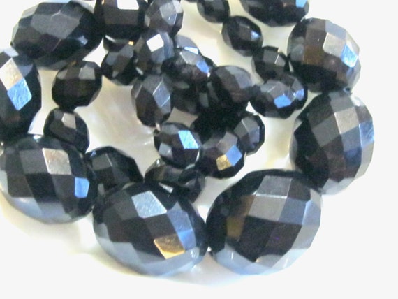 Antique Jet Faceted Black Bead Necklace, Whitby Jet N… - Gem
