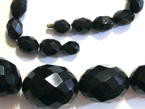 Antique Jet Faceted Black Bead Necklace, Whitby Jet N… - Gem