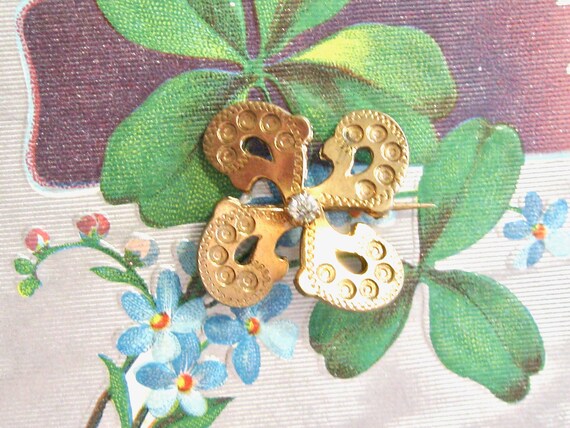 Victorian Good Luck Charm - Four Leaf Clover Shamrock… - Gem