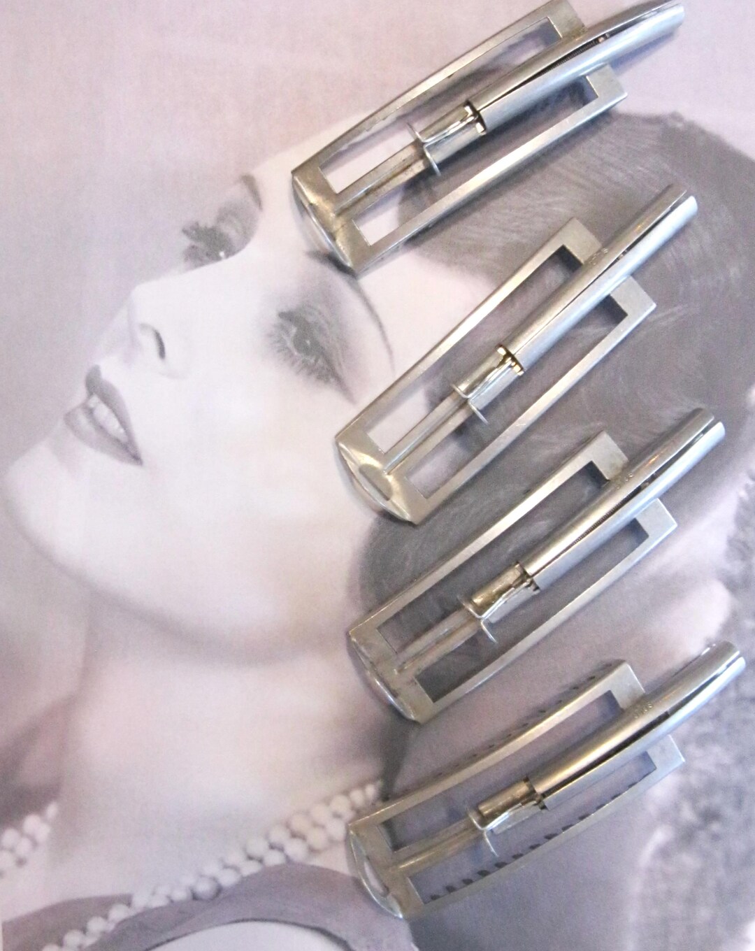 Rare Aluminum Mini SOLO Art Deco Wave Clips, Flapper Hair, Marcel ...