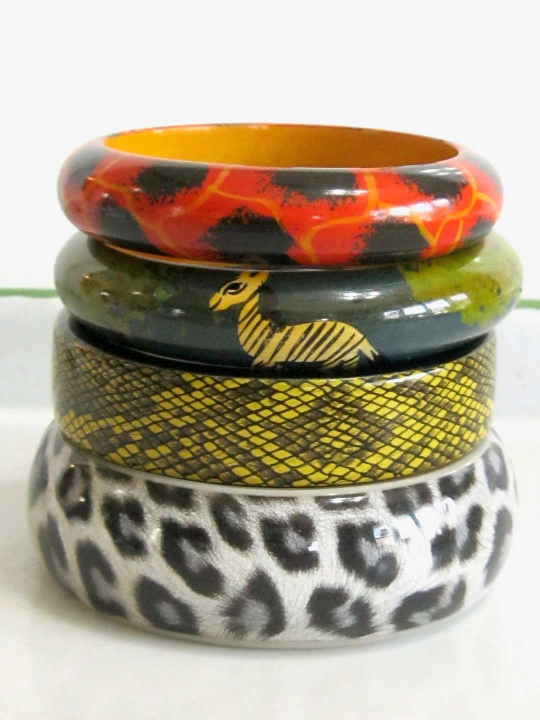 I'M NOT LION - Jungle Safari Animal Print Fur 4 Piece Vintage Bangle ...