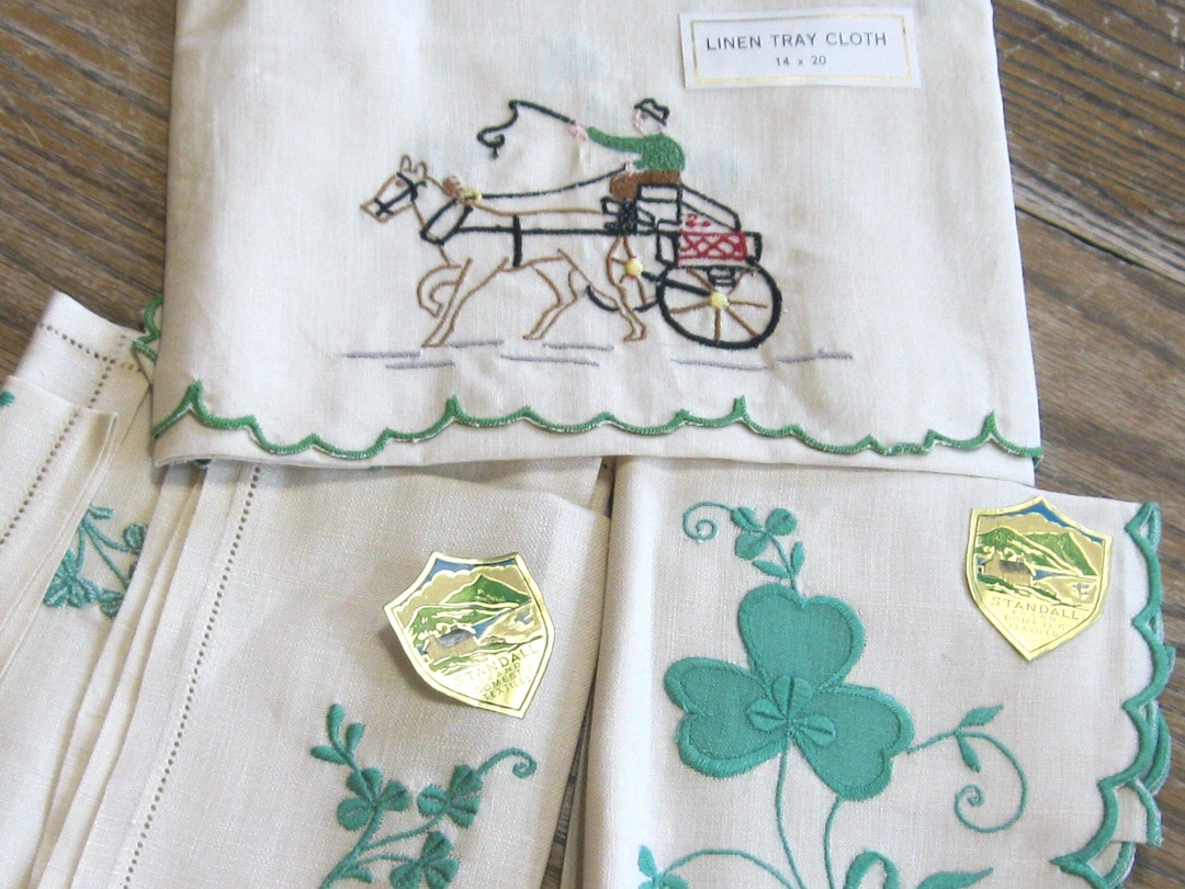 Vintage Irish Linens - STANDALL Tray Cloth Three Piece Set - Classic ...