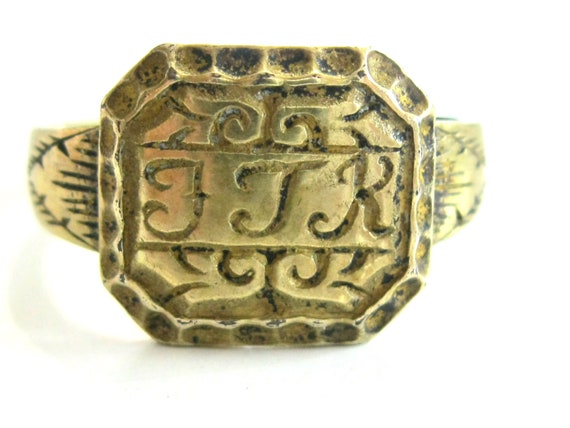 Rare Old 14th Century 18k Solid Yellow Gold Mens Sign… - Gem