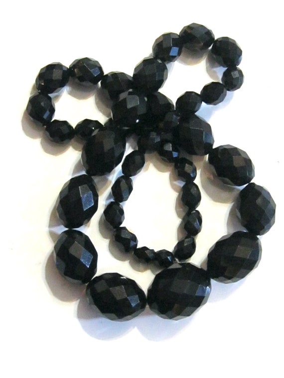 Antique Jet Faceted Black Bead Necklace, Whitby Jet N… - Gem