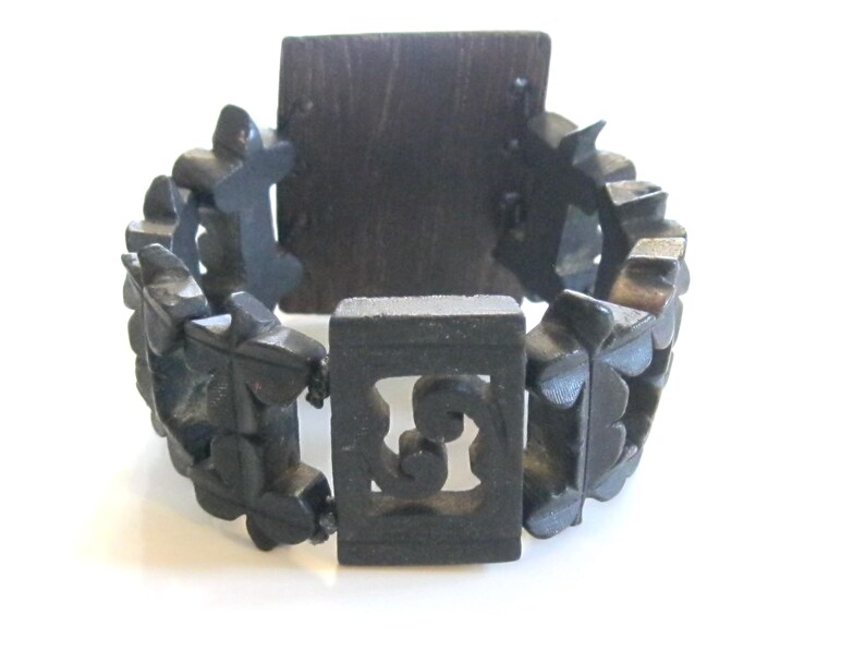Antique Bog Oak Bracelet, Sterling Silver LGF Monogram, Shamrock Clover ...