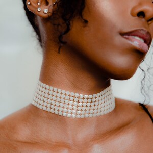 Pearl Choker Square Mesh Necklace - Etsy