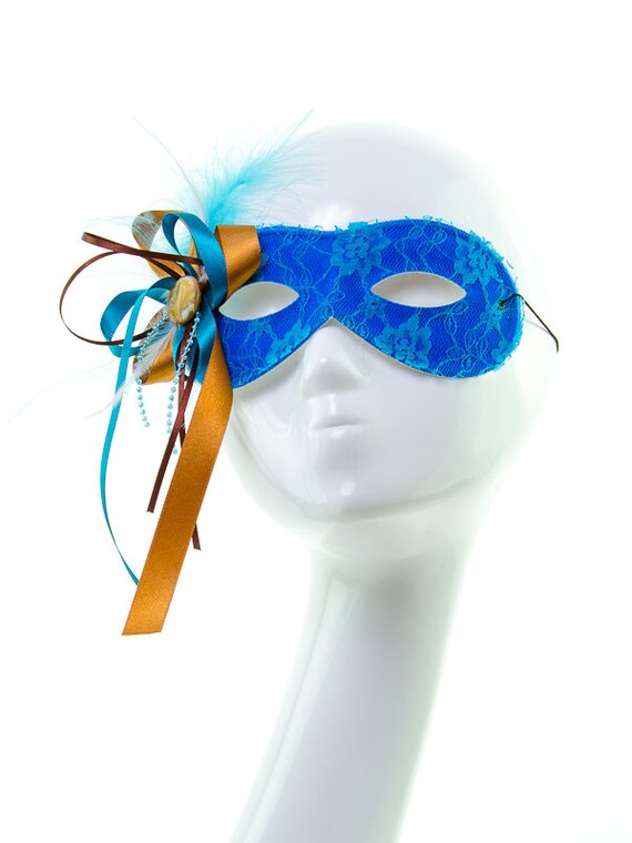AQUAMARINE Blue Lace Masquerade Prom Mask | Etsy