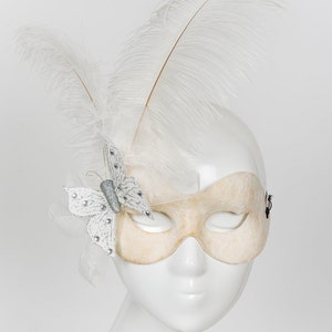 Elegance - Ivory Lace, Feather and Butterfly Masquerade Mask - Etsy
