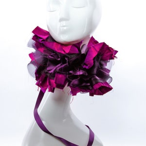 PURPLE ROSE - Luxury Silk and Satin Purple Neck Ruffle - Etsy
