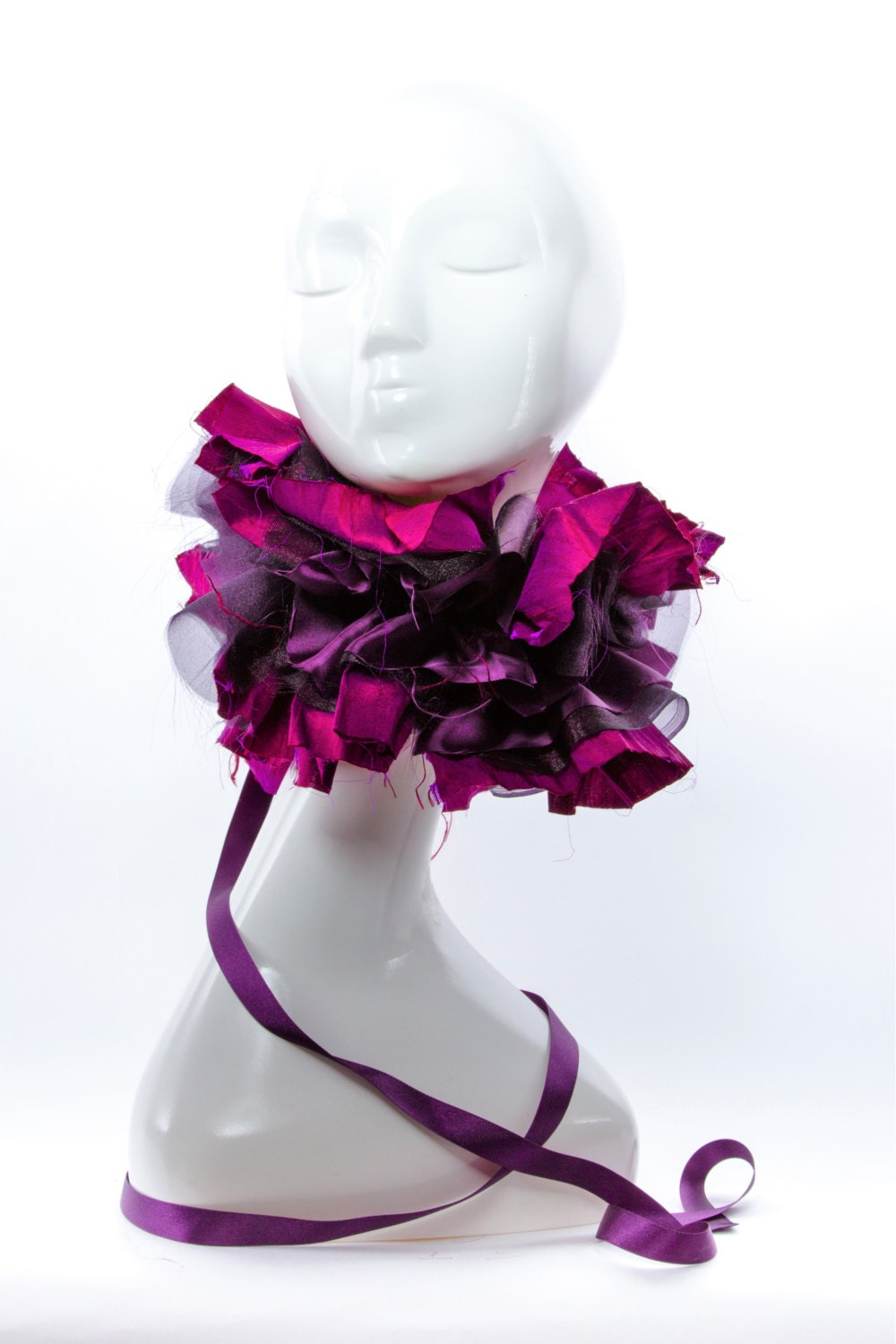 PURPLE ROSE - Luxury Silk and Satin Purple Neck Ruffle - Etsy