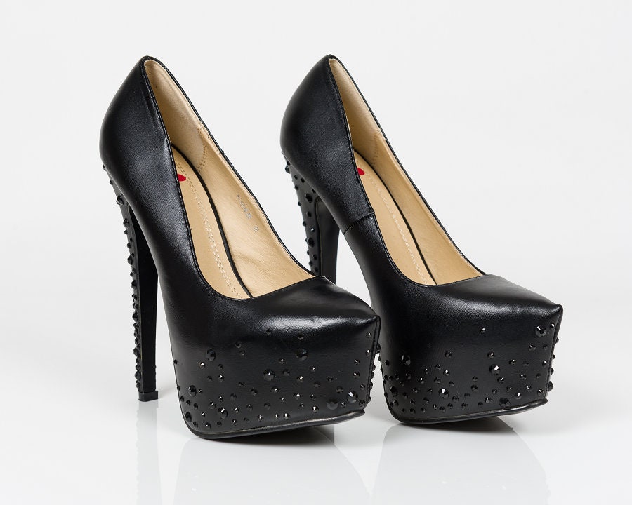 Black Swarovski Stiletto Platform High Heel Shoes - Etsy