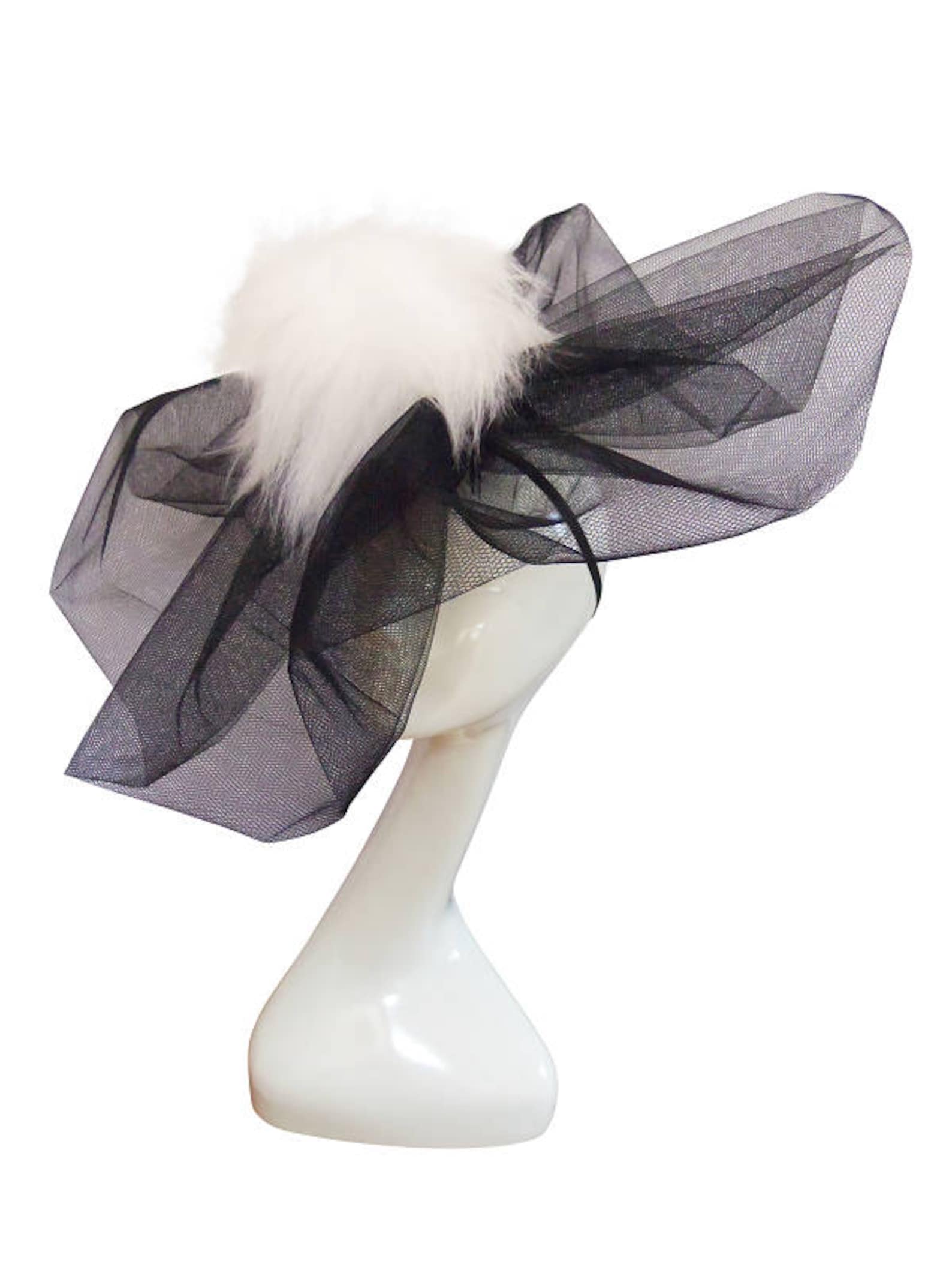 STELLA - Fluffy Pom Pom Net Headpiece - Etsy