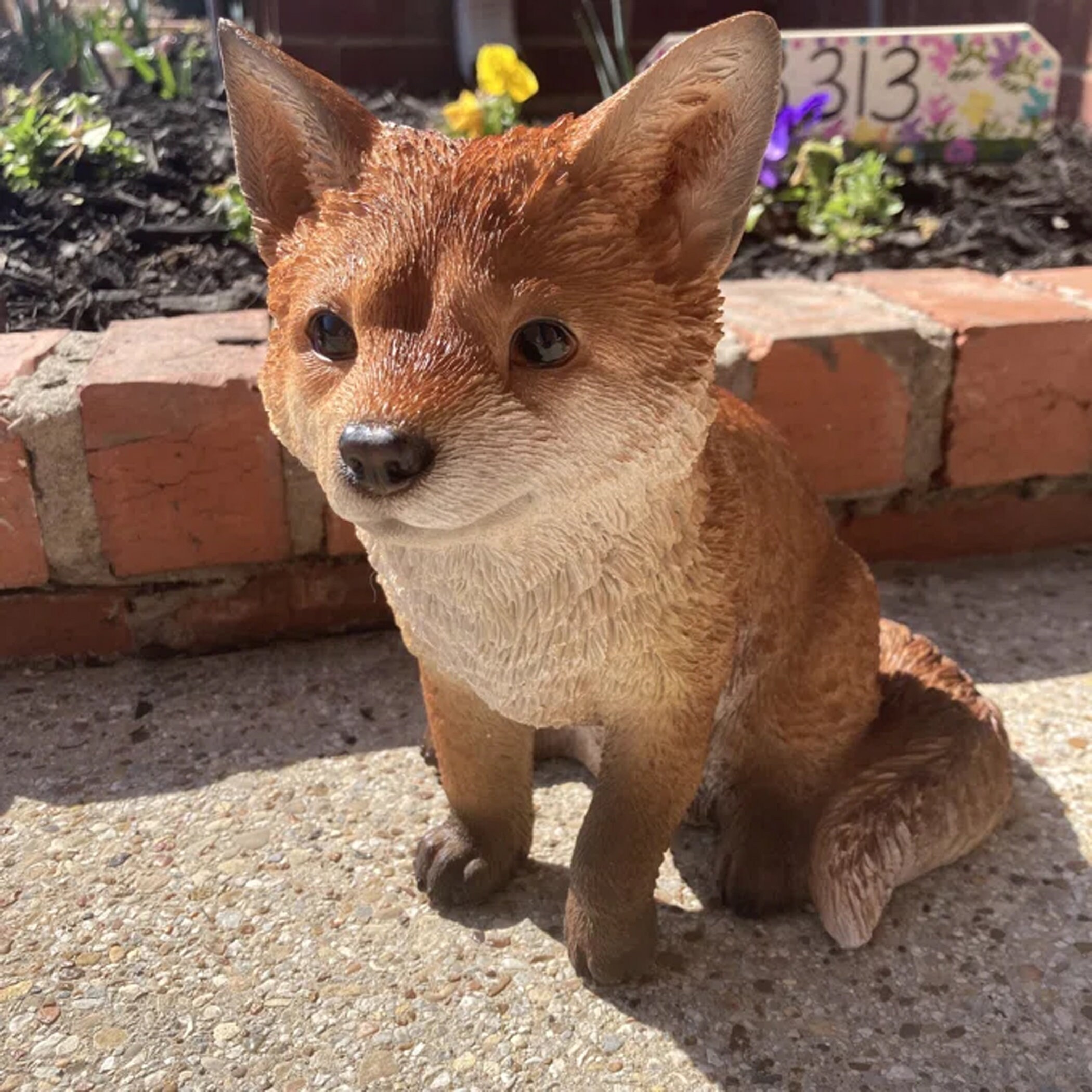 Fox Pup Sitting Statue, Fox Statue, Animal Statue, Garden Statue ...