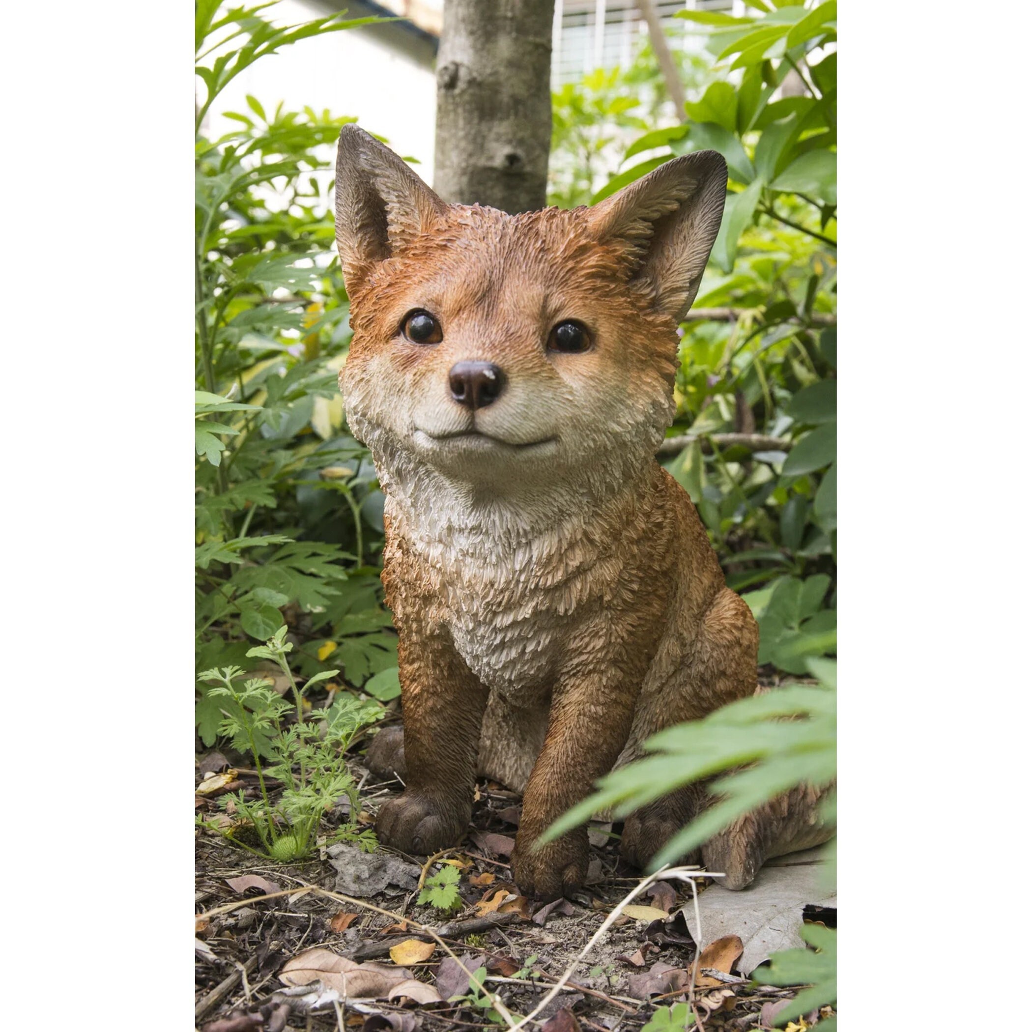 Fox Pup Sitting Statue, Fox Statue, Animal Statue, Garden Statue ...