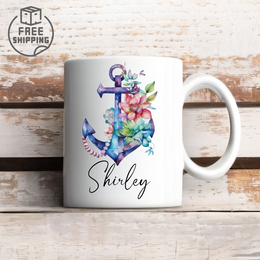 Personalized Anchor Mug - Anchor Mug - Anchor Gift - Watercolor Art Mug ...