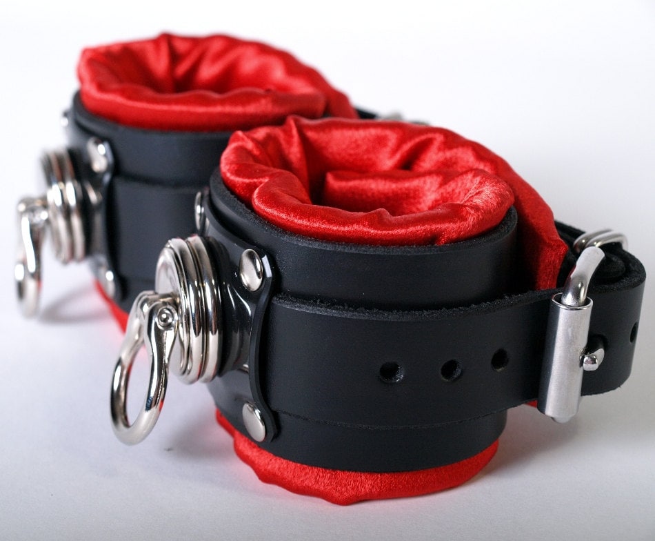 Tear Drop Swivel Eye Cuffs/ Red Satin. - Etsy