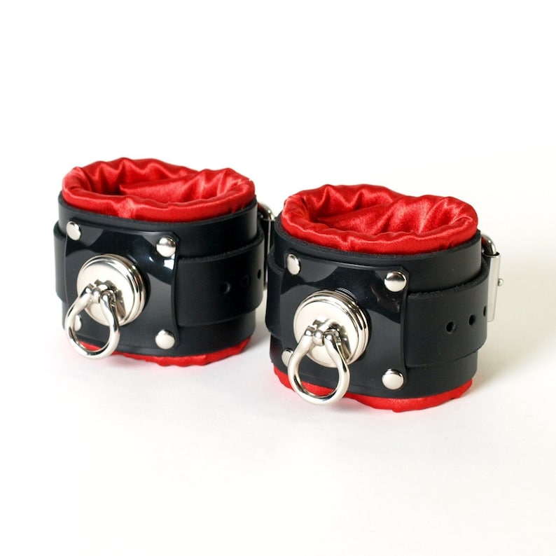 Tear Drop Swivel Eye Cuffs/ Red Satin. - Etsy