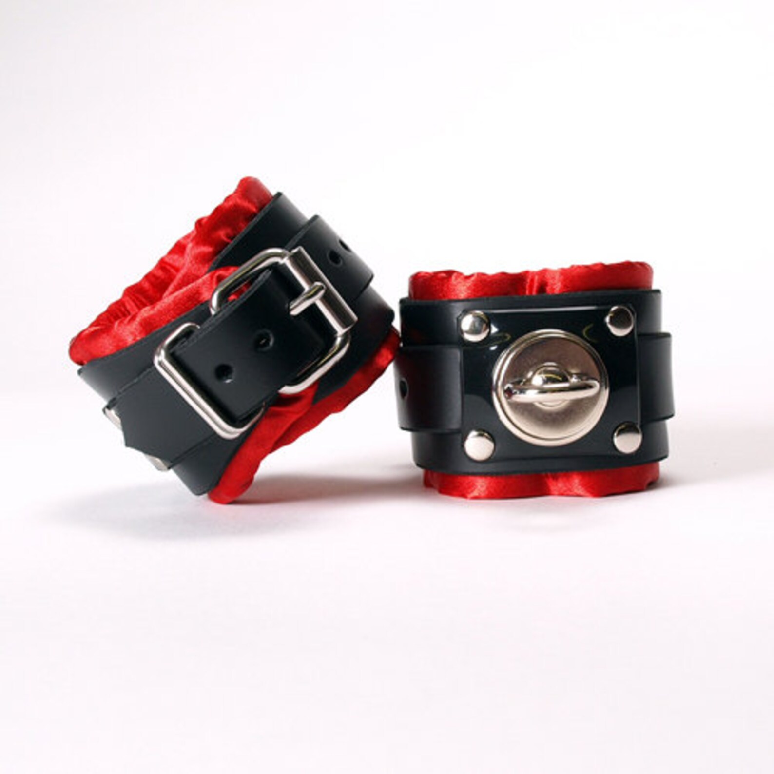 Tear Drop Swivel Eye Cuffs/ Red Satin. - Etsy