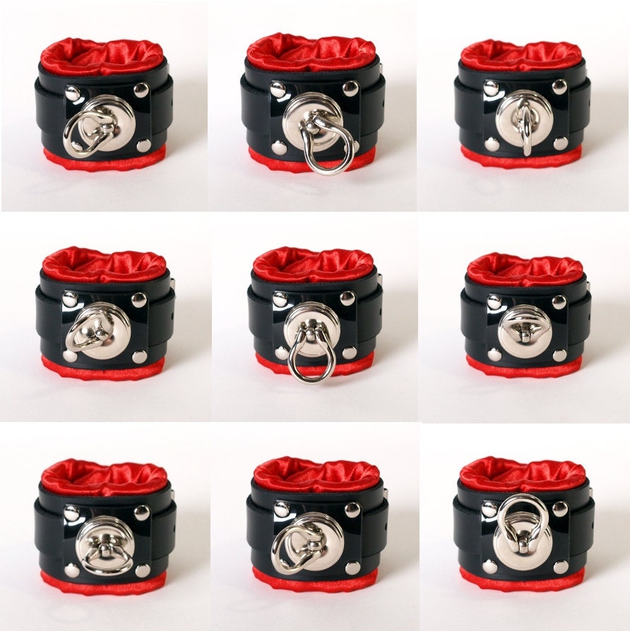 Tear Drop Swivel Eye Cuffs/ Red Satin. - Etsy