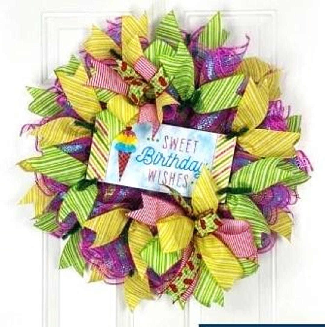 Birthday Door Decor, Happy Birthday Wreath, Birthday Party Gifts, Ice ...