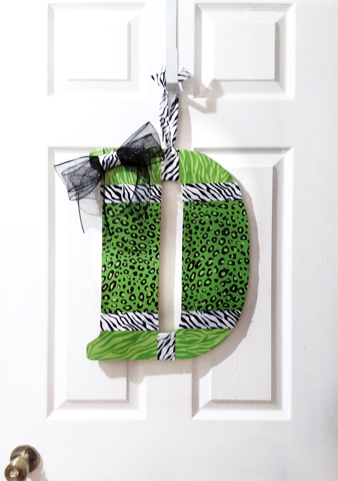Letter D Door Hanger, Monogram D Wreath, Zebra, Cheetah, Animal Print ...